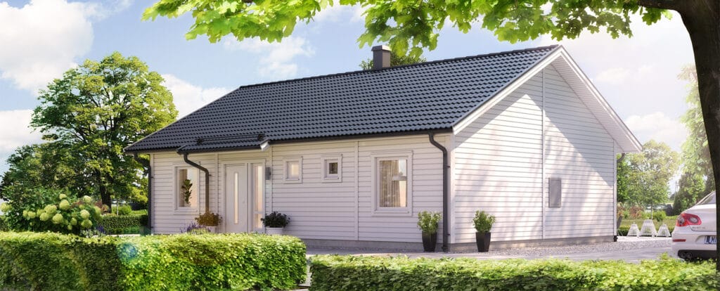 Bygg enplanshus i vinkel – Smart planlösning & garage | LB-Hus